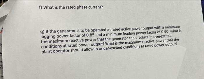 Solved The nameplate of a three-phase synchronous generator | Chegg.com