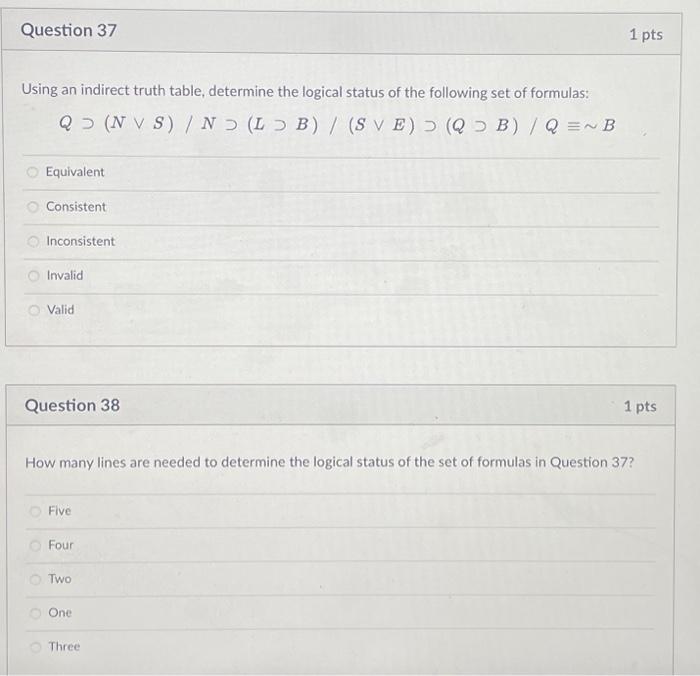 Using an indirect truth table, determine the logical | Chegg.com