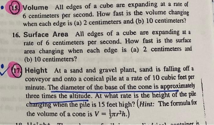 Solved 15. Volume All edges of a cube are expanding at a | Chegg.com