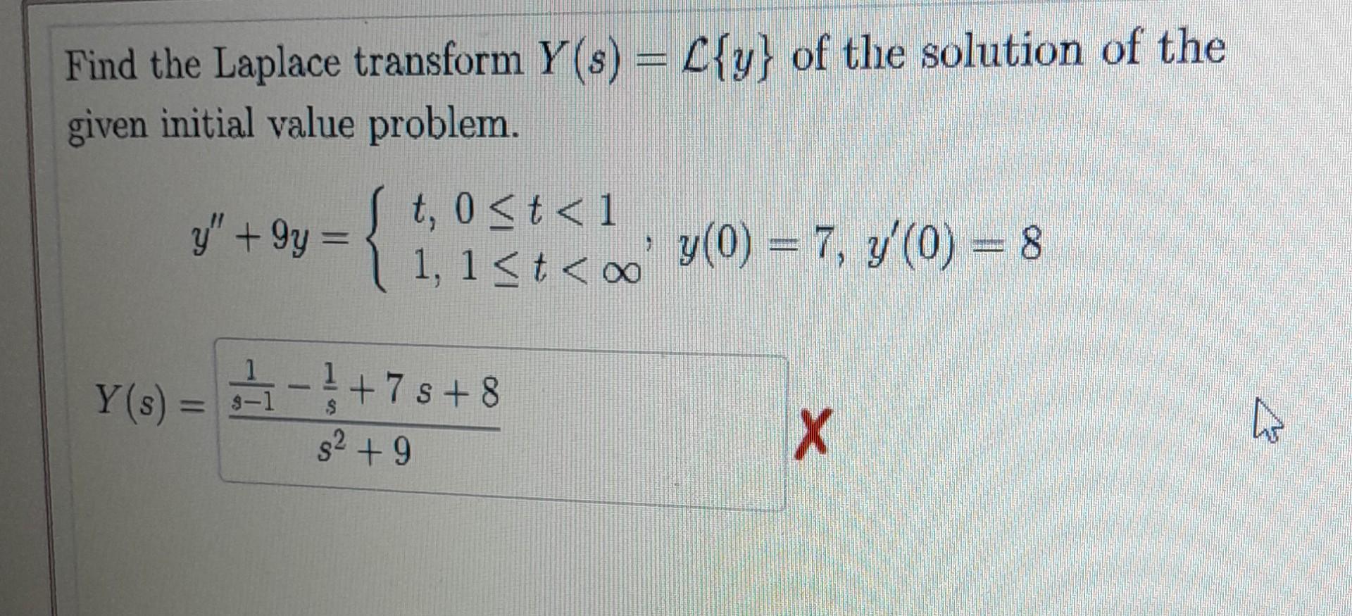 Solved Find The Laplace Transform Y S L{y} Of The Solution