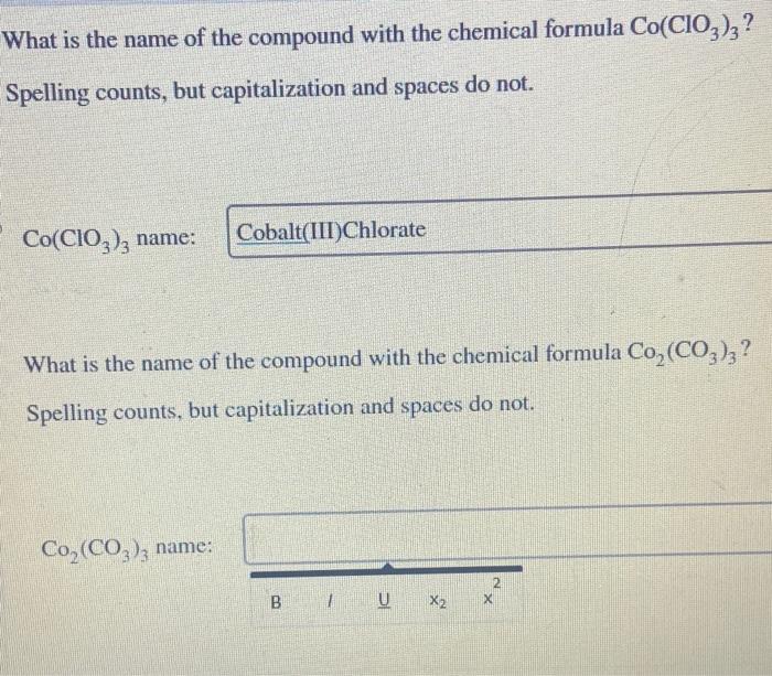 Solved What is the name of the compound with the chemical | Chegg.com