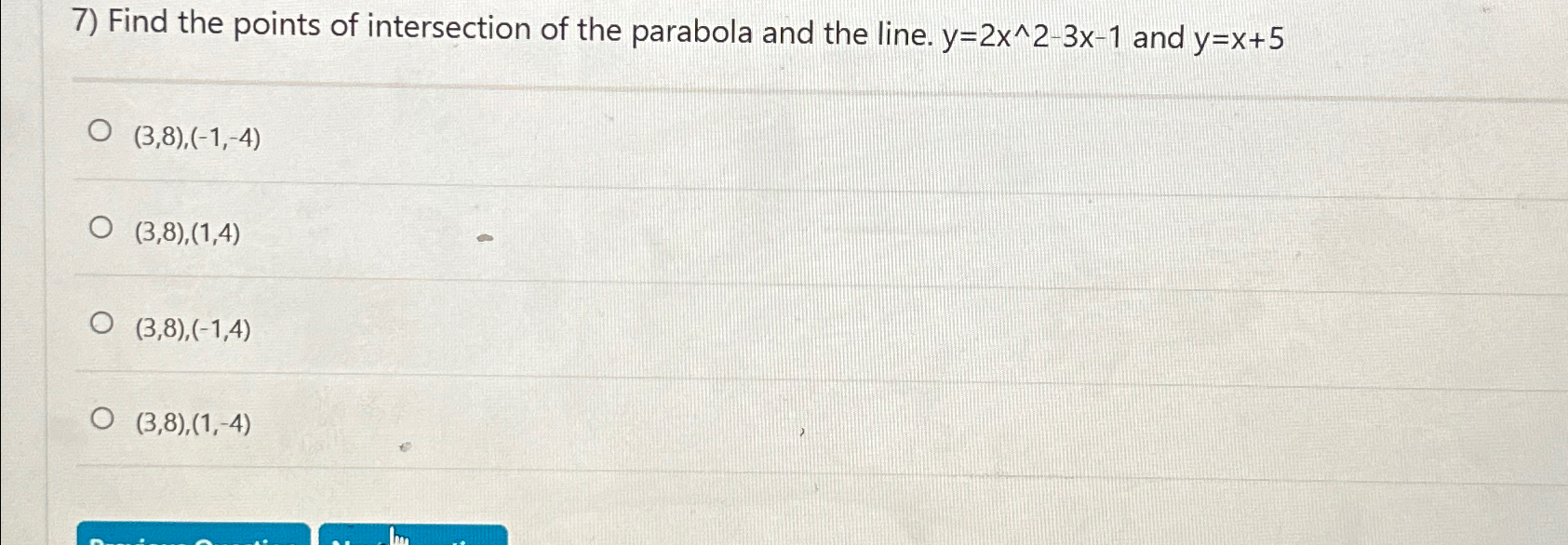Solved Find the points of intersection of the parabola and | Chegg.com