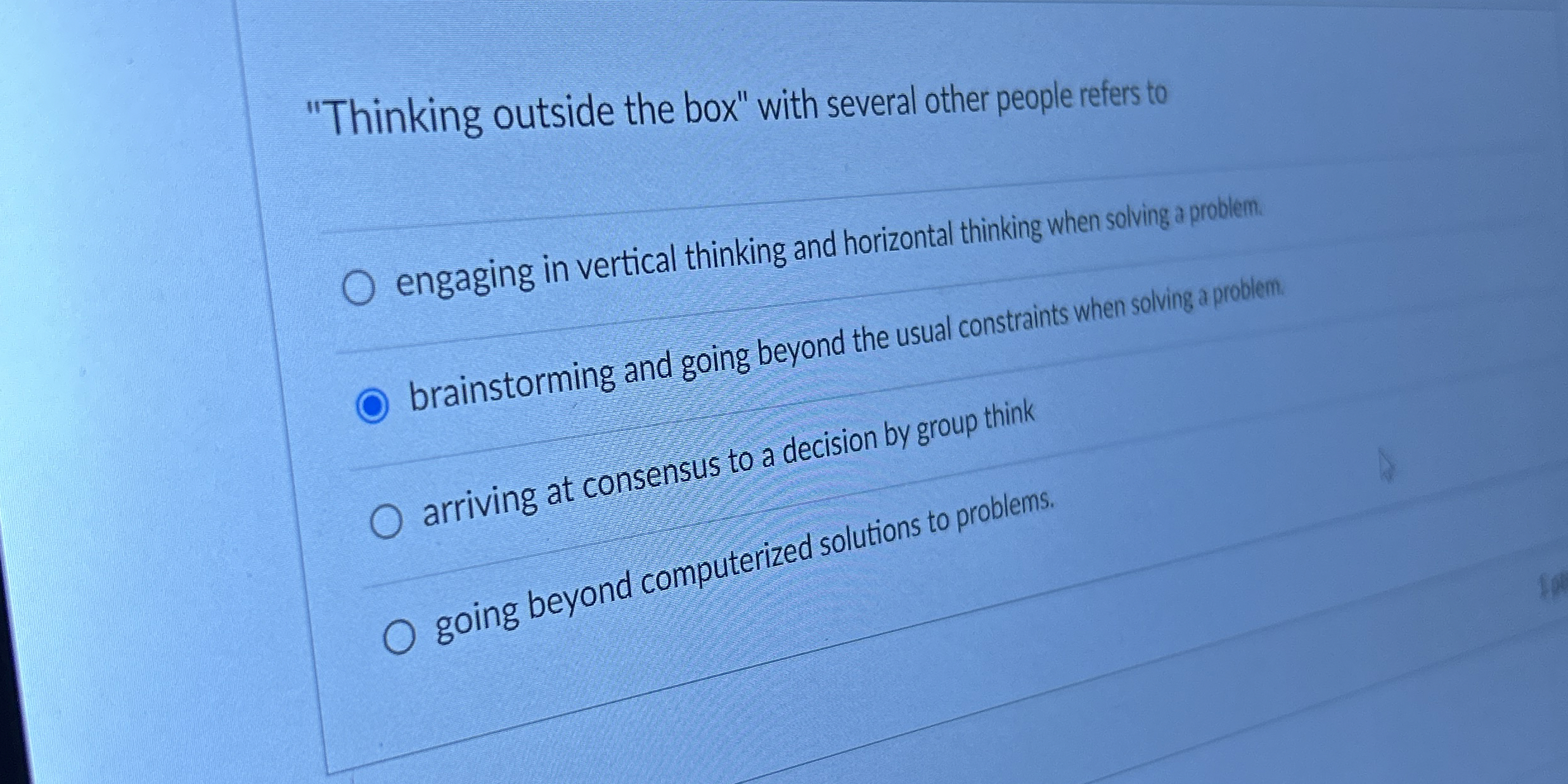 Solved "Thinking outside the box" with several other people | Chegg.com