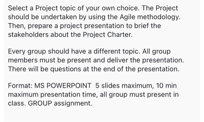 Solved Select a Project topic of your own choice. The | Chegg.com