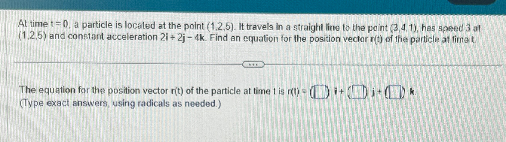 Solved At time t=0, ﻿a particle is located at the point | Chegg.com
