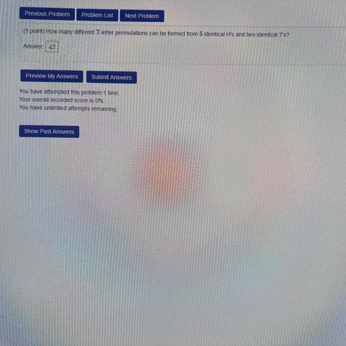 Solved Previous Problem Problem List Next Problem (1 point) | Chegg.com