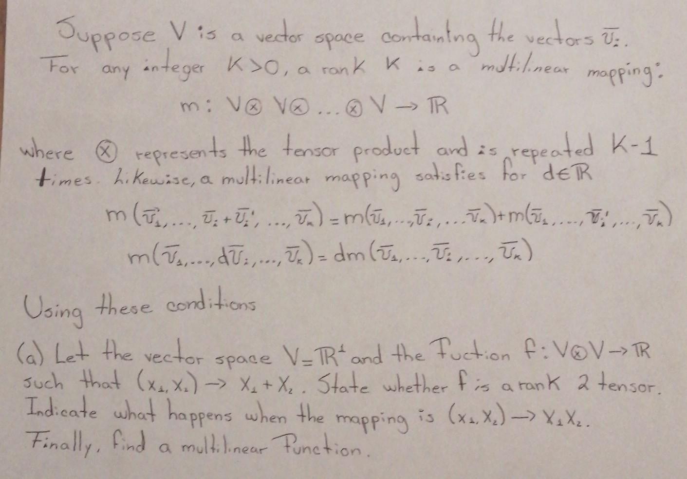 Solved Suppose V is a vector space containting the vectors | Chegg.com