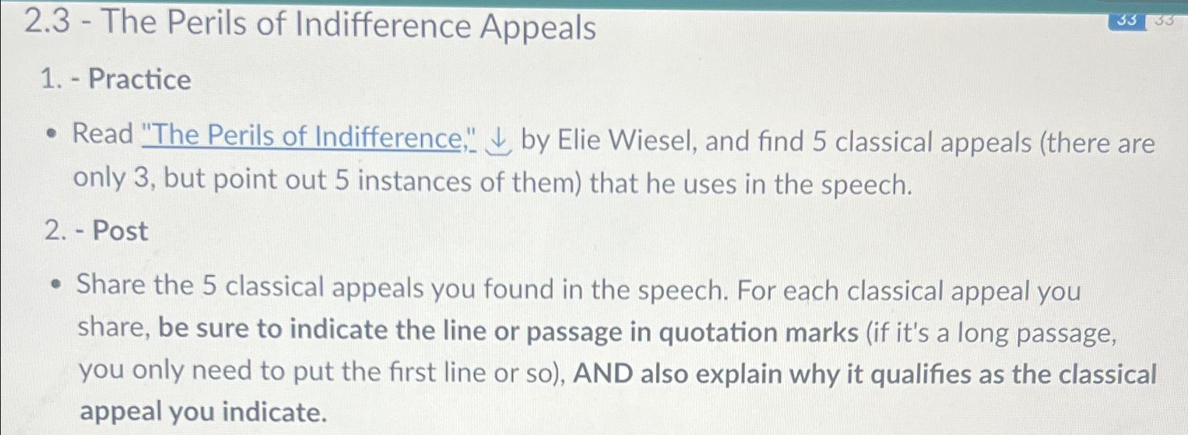 2.3 - ﻿The Perils of Indifference AppealsPracticeRead | Chegg.com