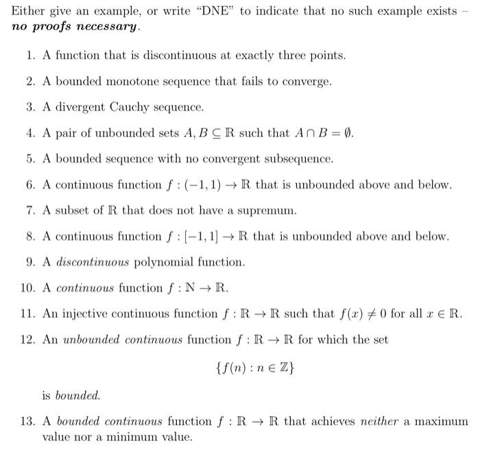 Solved Either give an example, or write "DNE" to indicate | Chegg.com