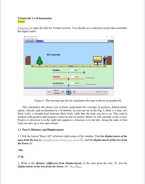 Solved Virtual lab 1:1-D kinematics Name: Click here to open | Chegg.com