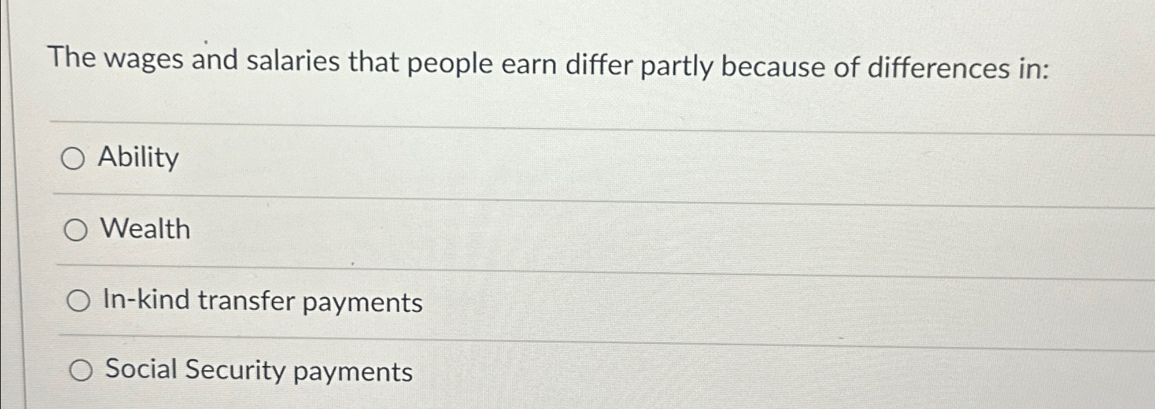 Solved The wages and salaries that people earn differ partly | Chegg.com