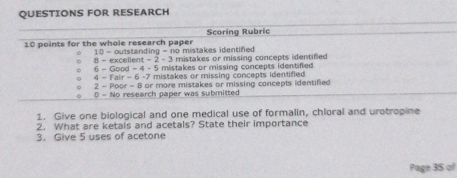 Solved Scoring Rubric 10 points for the whole research paper | Chegg.com