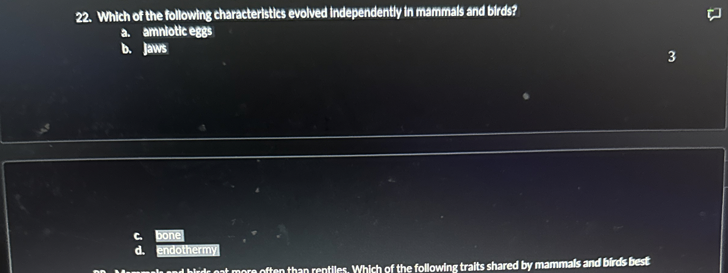 Solved Which of the following characteristics evolved | Chegg.com