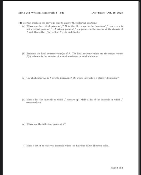 Solved Math 251 Written Homework 3 - F23 Due Thurs. Oct. 19, | Chegg.com