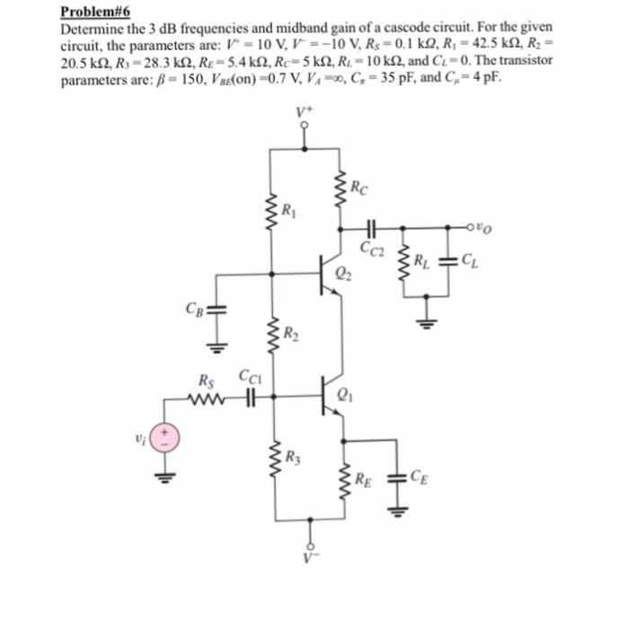 Solved Problem#6 Determine the 3 dB frequencies and midband | Chegg.com