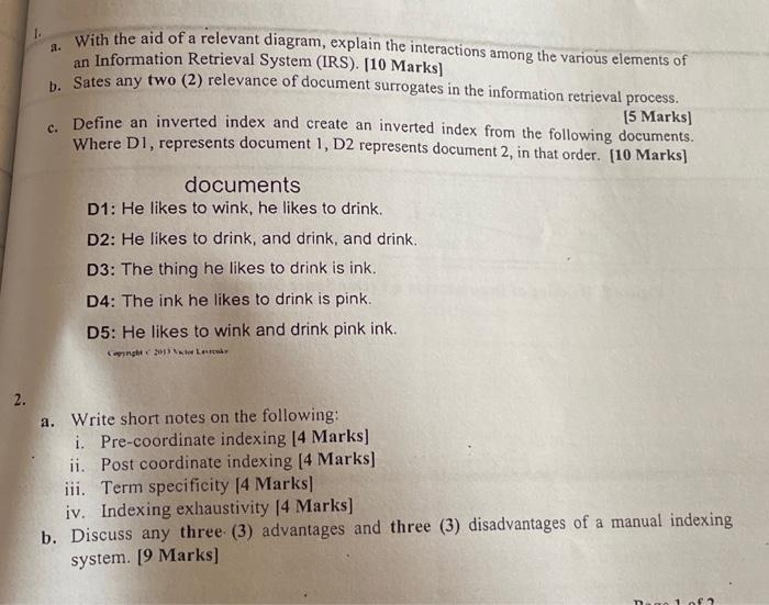 Solved 1. a. With the aid of a relevant diagram, explain the | Chegg.com