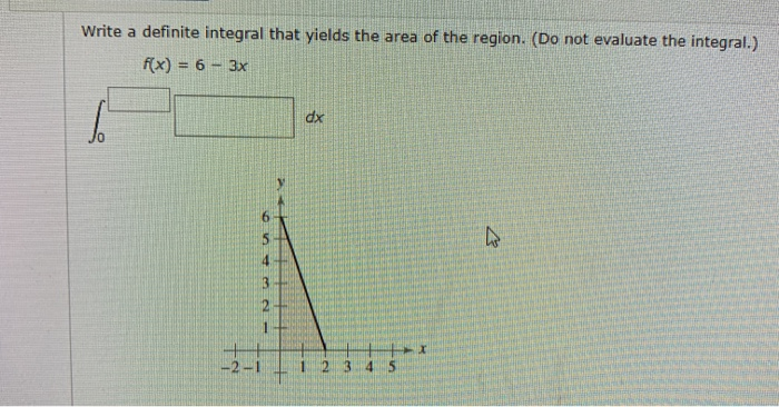 Solved Write a definite integral that yields the area of the | Chegg.com Solved Write a definite integral that yields the area of the | Chegg.com