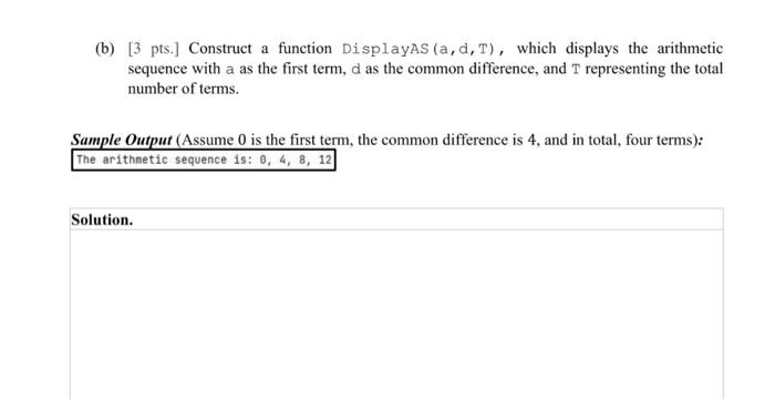 Solved Given the arithmetic sequence formula an=a1+(n−1)d; | Chegg.com