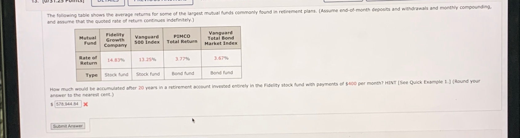 Solved and assume that the quoted rate of return continues | Chegg.com