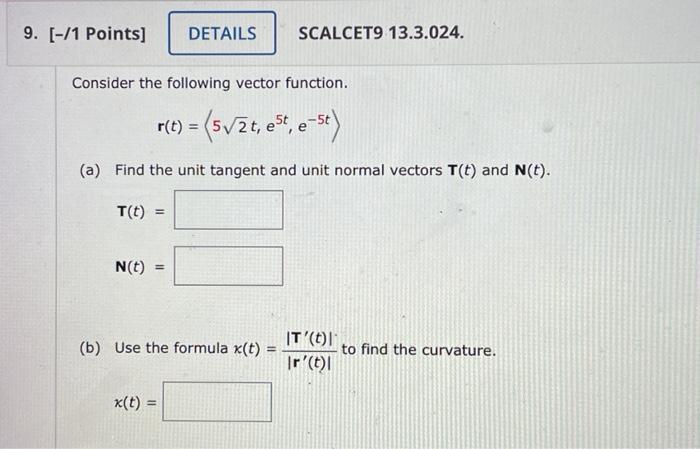 Solved Consider the following vector function. \\[ | Chegg.com