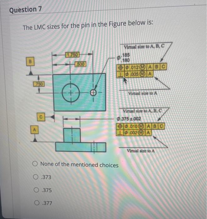 Solved Question 7 The LMC sizes for the pin in the Figure | Chegg.com