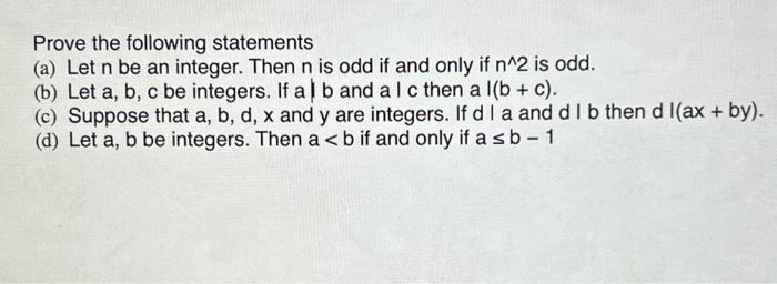 Solved Prove the following statements (a) Let n be an | Chegg.com