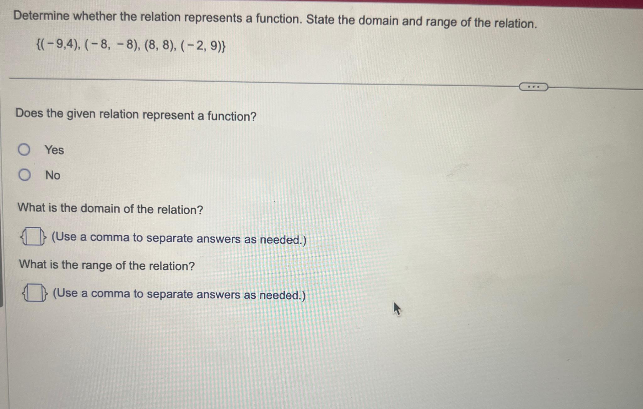 Solved Determine whether the relation represents a function. | Chegg.com