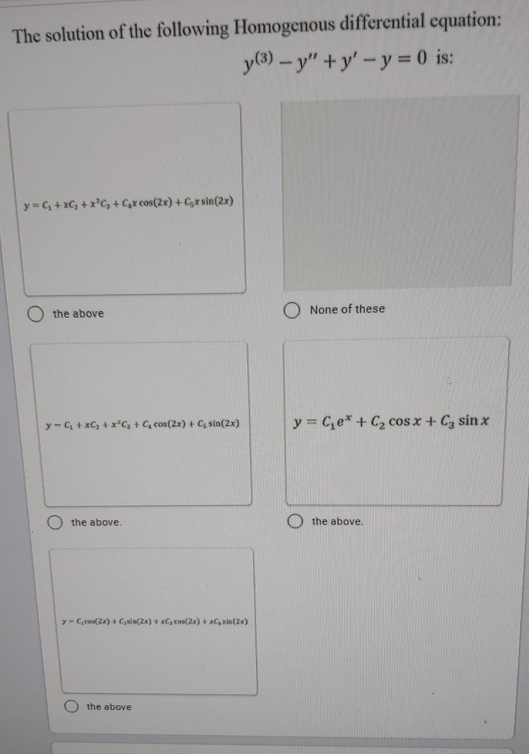 Solved The solution of the following Homogenous differential | Chegg.com