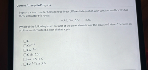 Solved Current Attempt in ProgressSuppose a fourth-order | Chegg.com