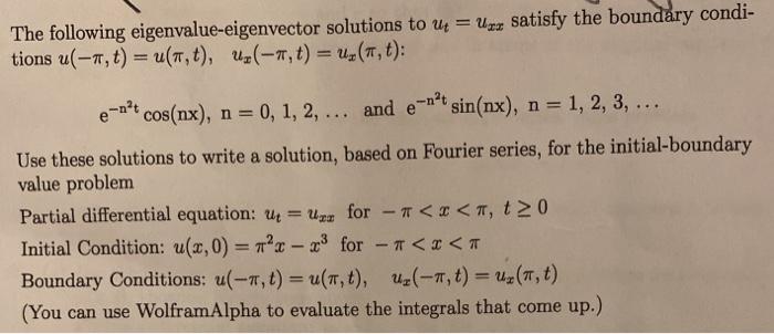 Solved The following eigenvalue-eigenvector solutions to u = | Chegg.com