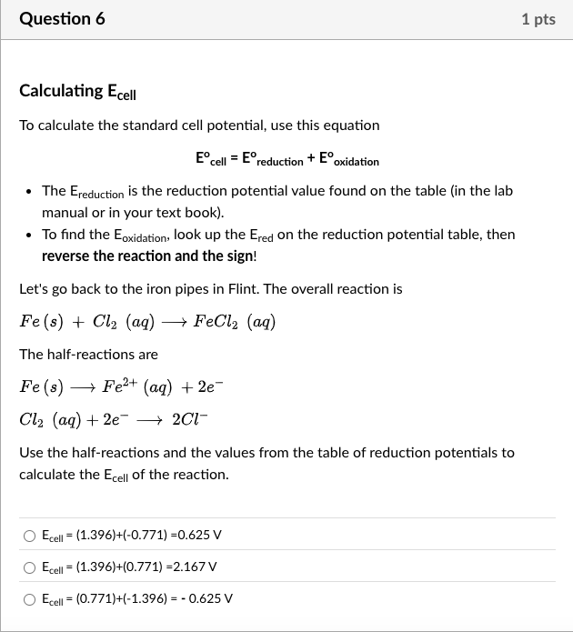 Solved Calculating Ecell To ﻿calculate the standard cell | Chegg.com