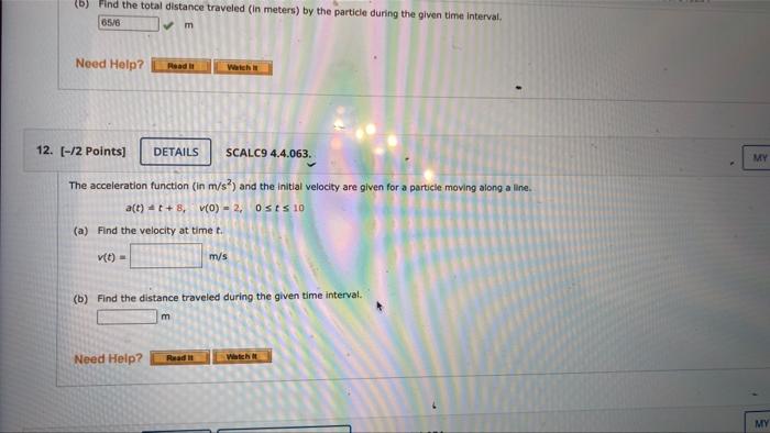 Solved (6) Find the total distance traveled (in meters) by | Chegg.com