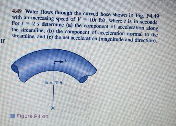 Solved 4.49 Water flows through the curved hose shown in | Chegg.com