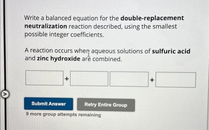 Solved Write a balanced equation for the double-replacement | Chegg.com
