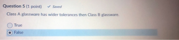Solved Question 5 (1 point) Saved Class A glassware has | Chegg.com