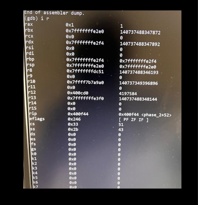 Solved Bomb Lab Phase 2. Need help find 6 digit patter and | Chegg.com