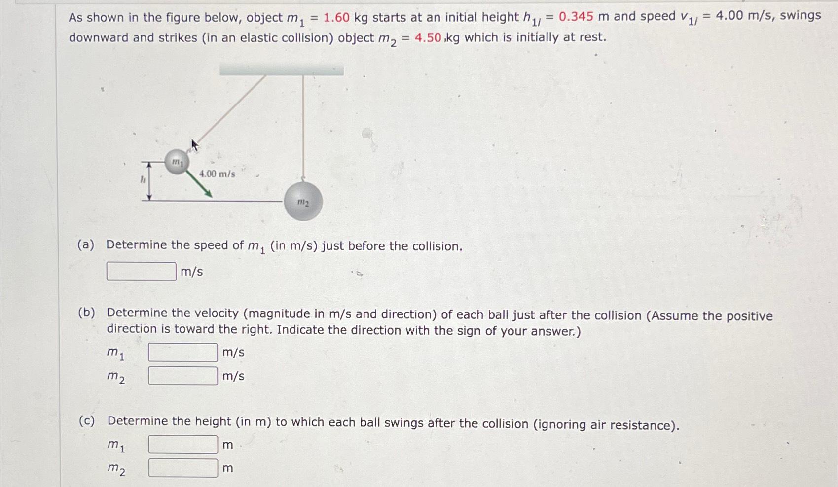 Solved As shown in the figure below, object m1=1.60kg | Chegg.com