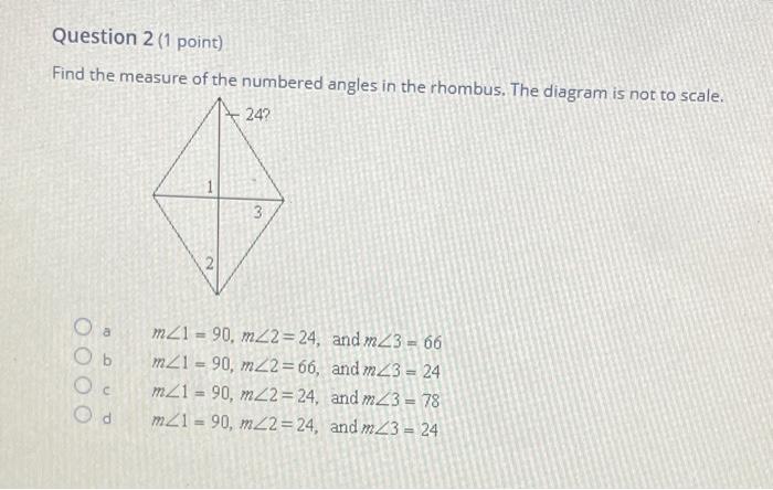 Solved Question 2 (1 point) Find the measure of the numbered | Chegg.com