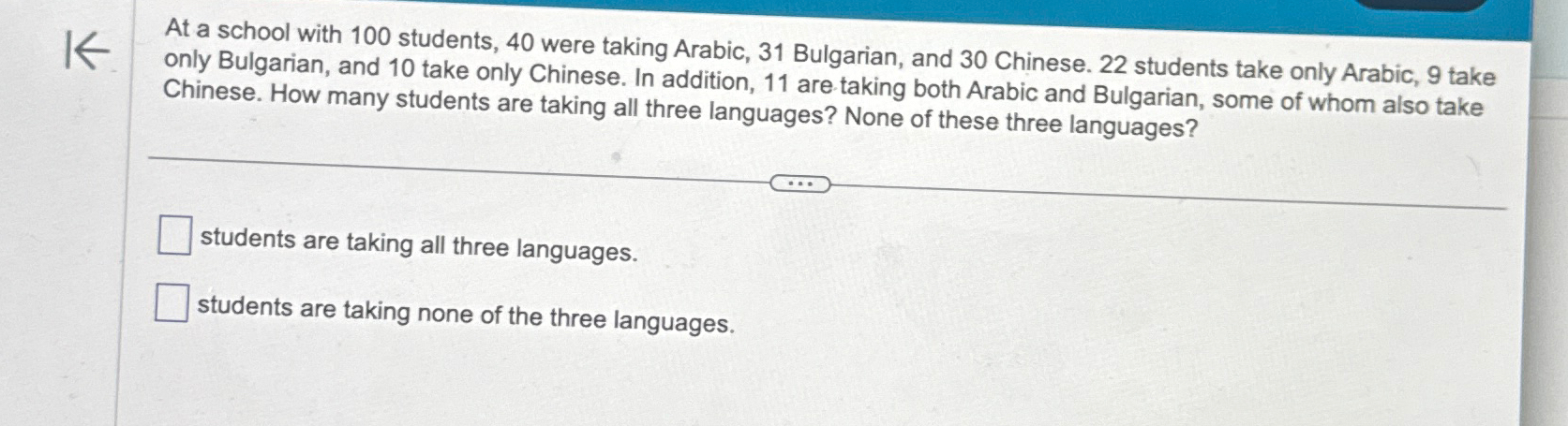 Solved At a school with 100 ﻿students, 40 ﻿were taking | Chegg.com