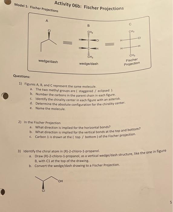 Solved Model 1: Fischer Projections Activity 06b: Fischer | Chegg.com