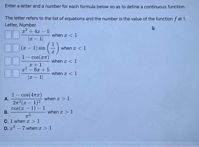 Solved Enter a letter and a number for each formula below so | Chegg.com