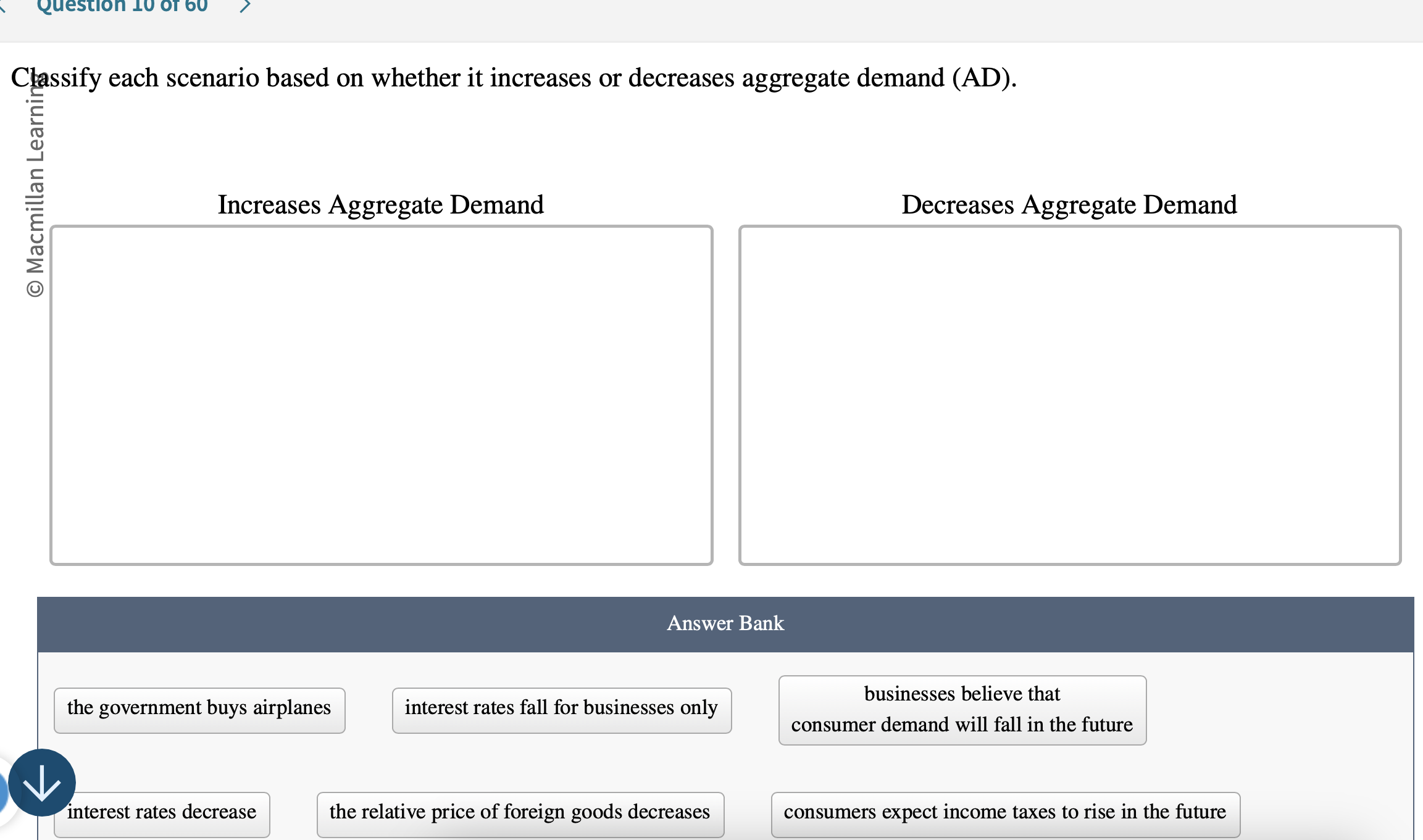 Solved Chassify each scenario based on whether it increases | Chegg.com