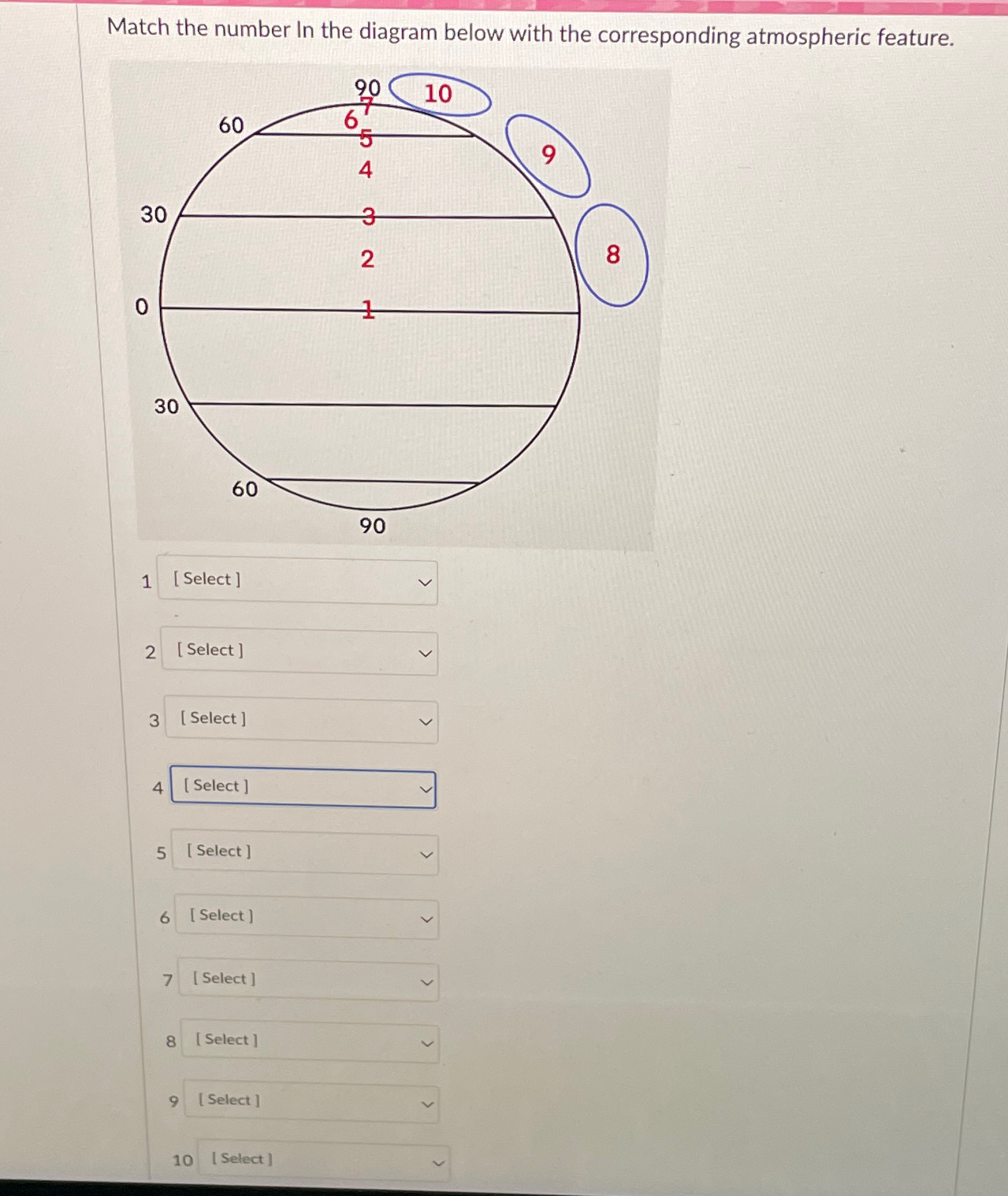 Solved Match the number In the diagram below with the | Chegg.com