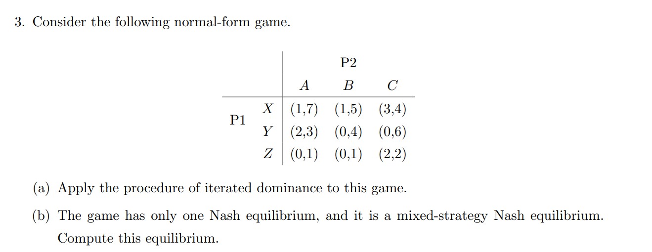 Apply the procedure of iterated dominance to the | Chegg.com