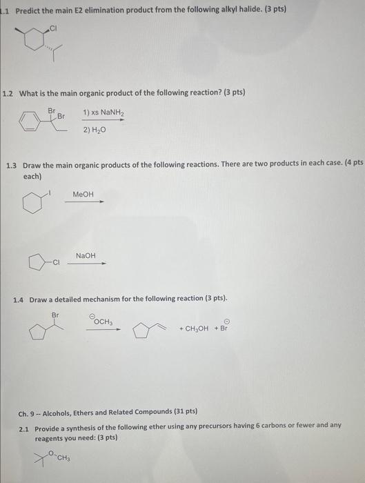 Solved Predict the main E2 elimination product from the | Chegg.com