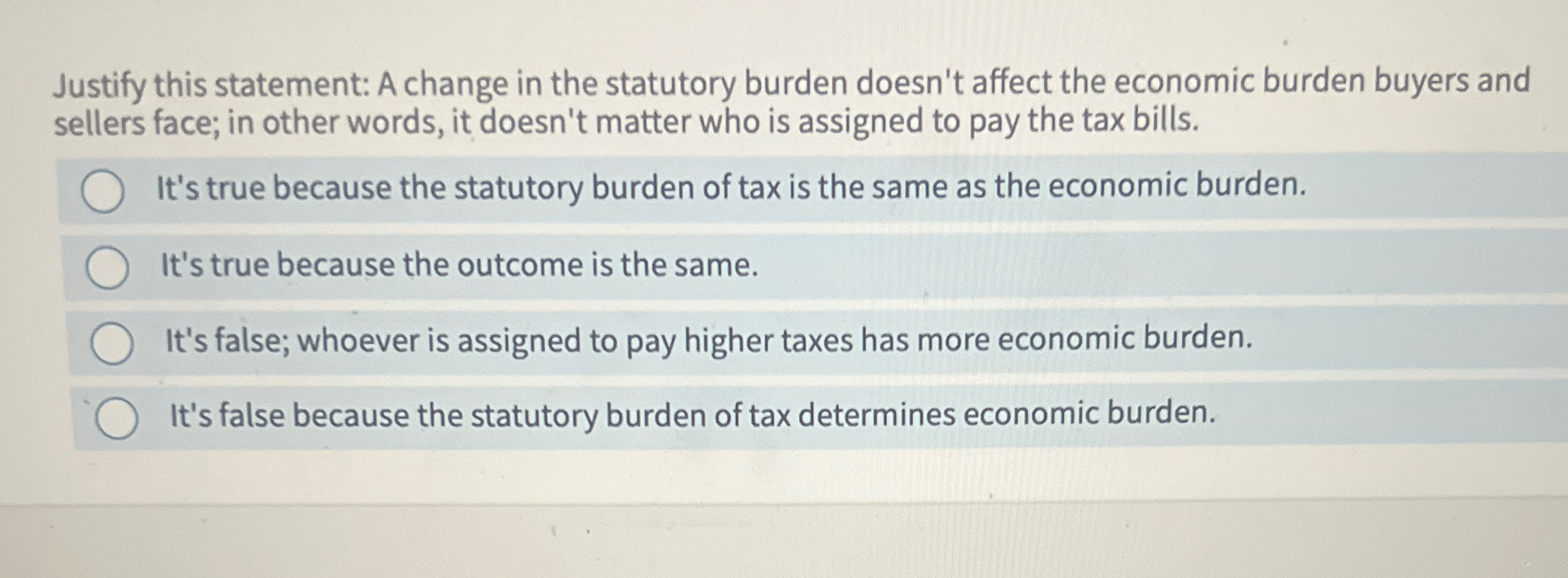Solved Justify this statement: A change in the statutory | Chegg.com