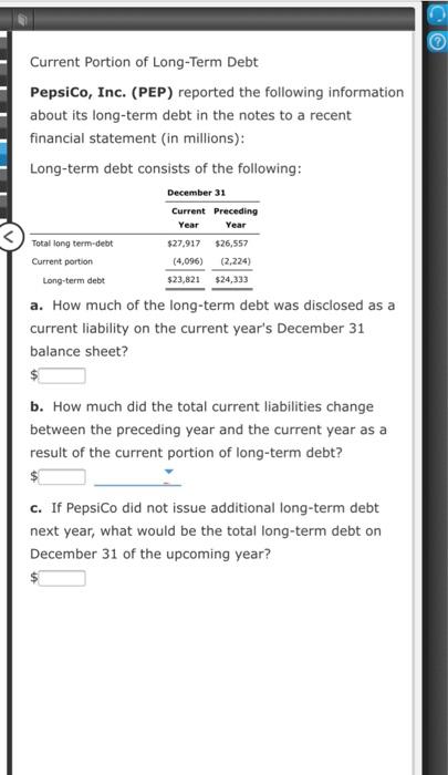 Solved 2 Current Portion of Long-Term Debt PepsiCo, Inc. | Chegg.com