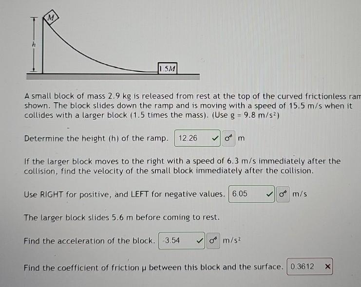 Solved A small block of mass 2.9kg ﻿is released from rest at | Chegg.com