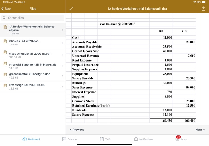 Solved Use the trial balance example file to create the | Chegg.com