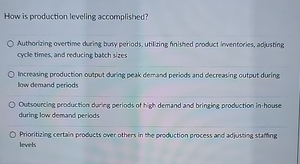 Solved How is production leveling accomplished?Authorizing | Chegg.com